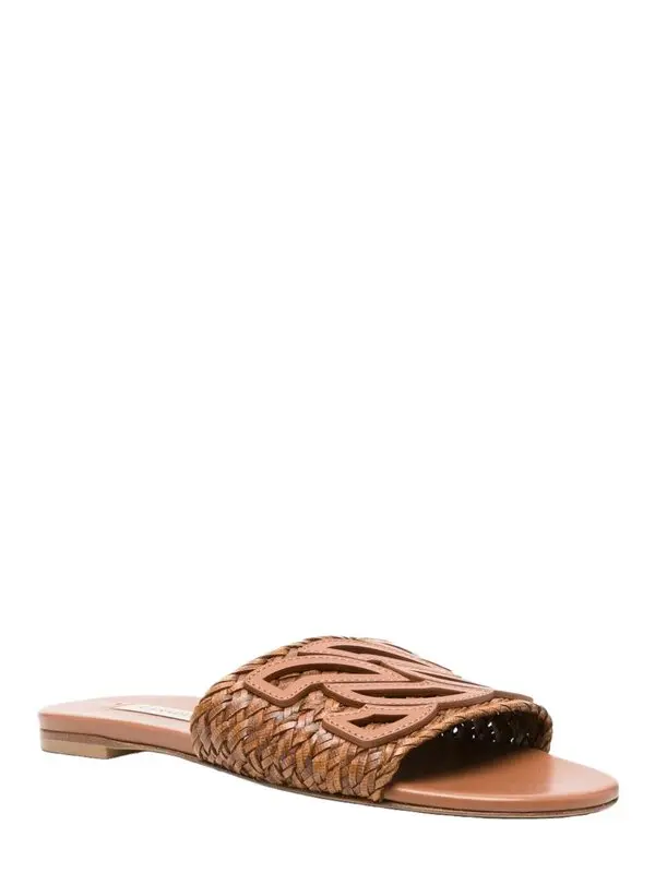 Casadei Leather Flat Sandals - Brown