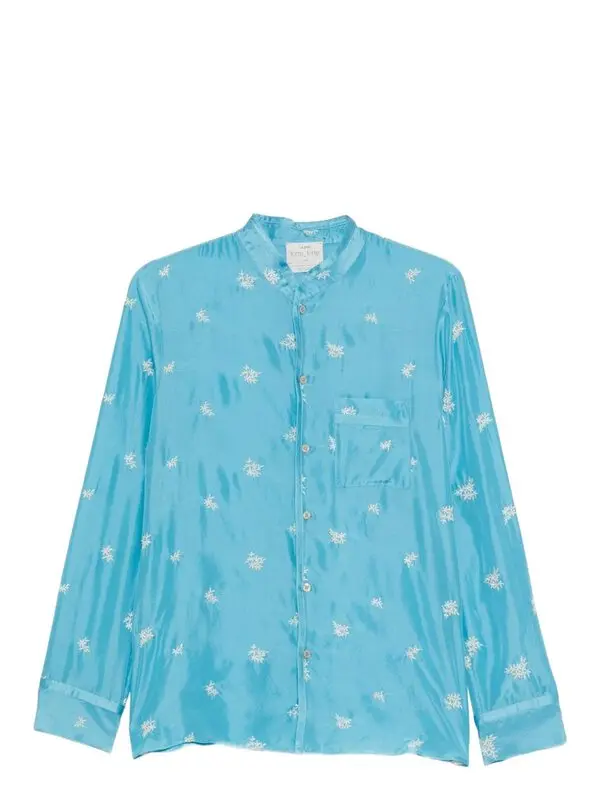 FORTE_FORTE Embroidered Silk Shirt - Sky Blue