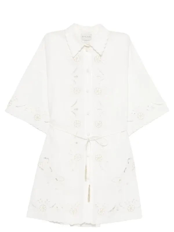 FORTE_FORTE Embroidered Cotton Shirtdress - White