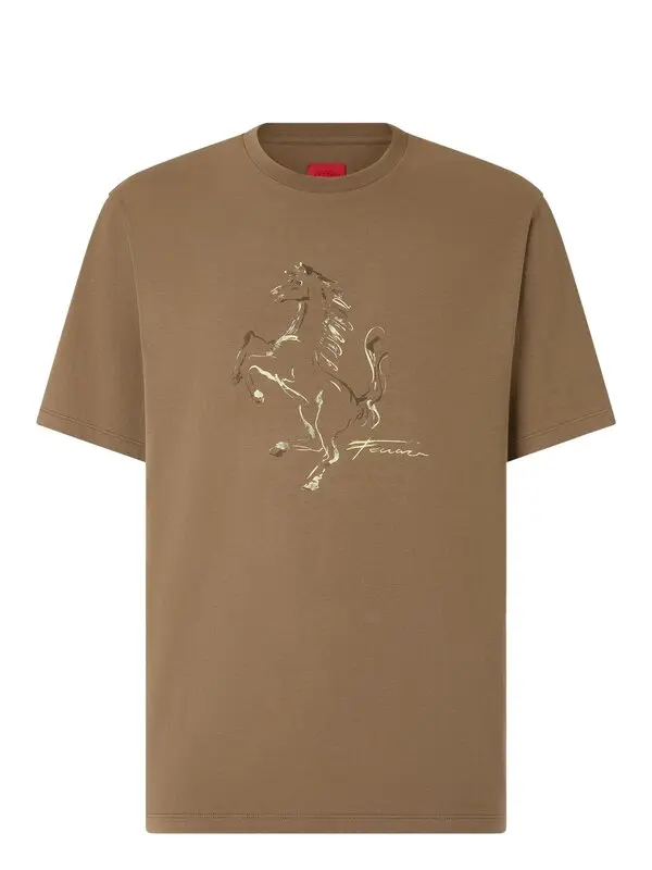 FERRARI Cotton T-shirt - Beige
