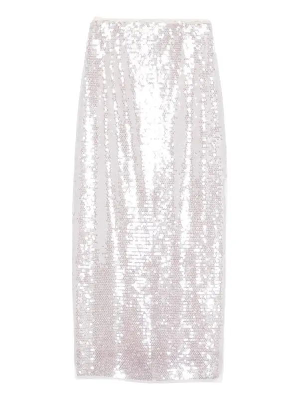 FORTE_FORTE Sequined Long Skirt - Silver