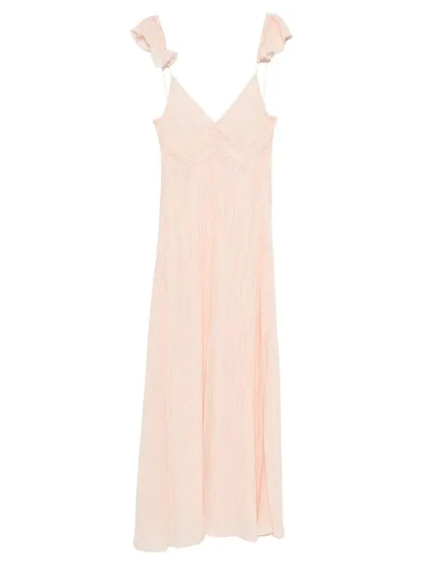 FORTE_FORTE V-necked Long Dress - Pink