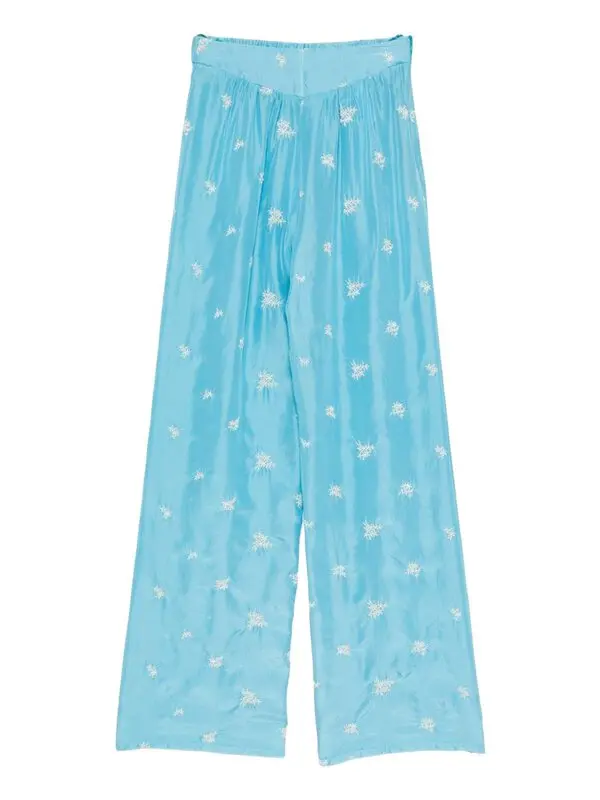 FORTE_FORTE Embroidered Silk Trousers - Sky Blue