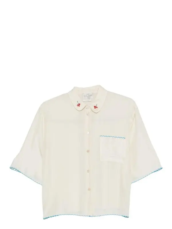 FORTE_FORTE Embroidered Silk Shirt - White