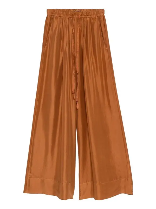 FORTE_FORTE Silk Drawstring Trousers - Brown