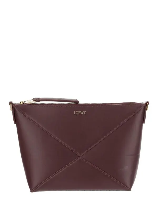Loewe Puzzle Fold Leather Pouch - Red