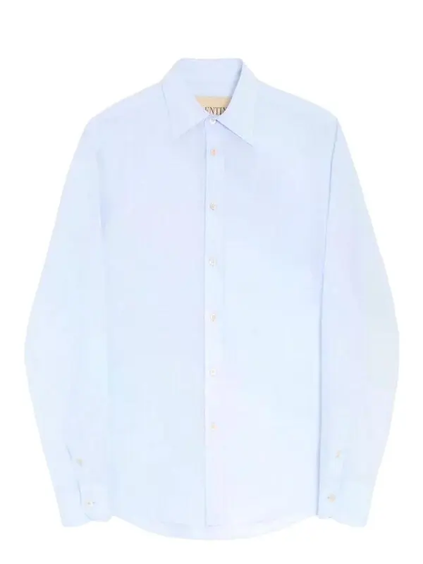 Valentino Garavani Linen Shirt With Vlogo-embroidery - Blue