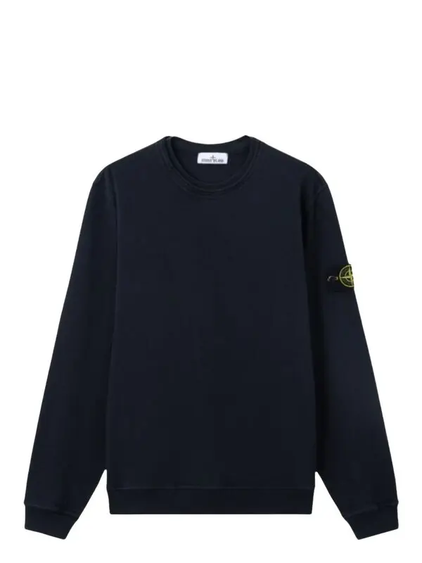 Stone Island Crew Neck Sweater With Logo - Blue