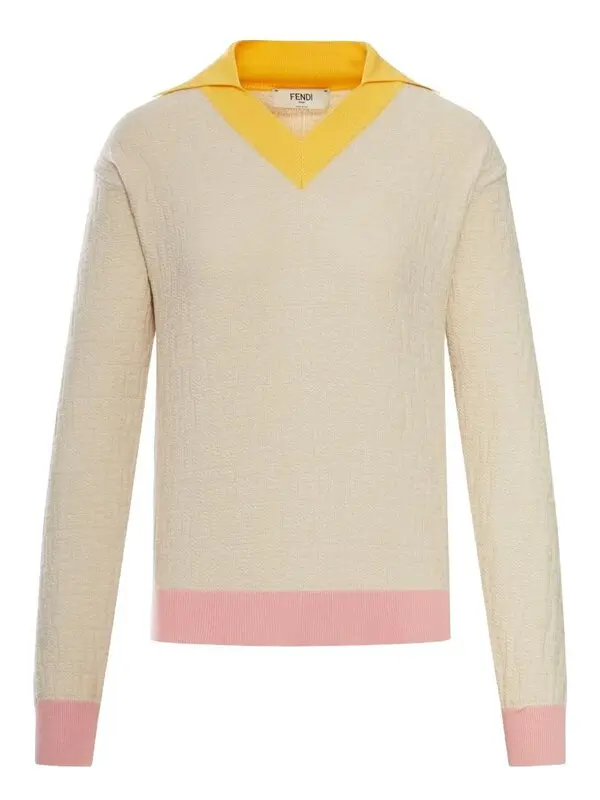 Fendi Cotton And Silk Blend Sweater - Beige