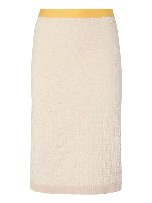 Fendi Cotton And Silk Blend Skirt - Beige