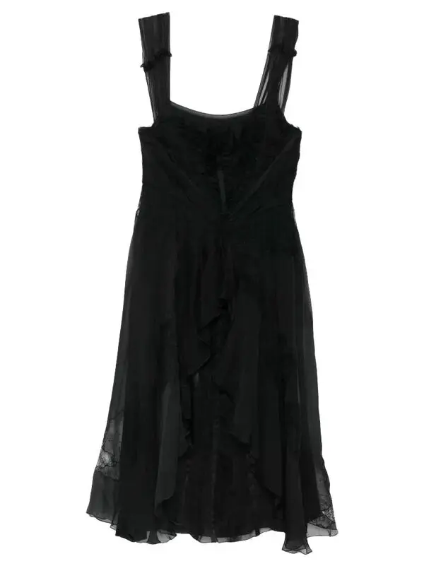 Alberta Ferretti Ruffled Lace Mini Dress - Black