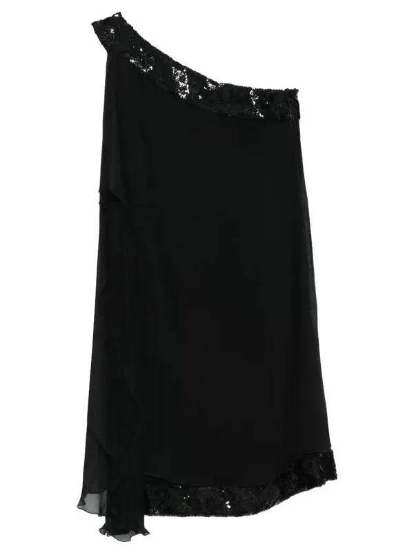 Alberta Ferretti Asymmetric Sequin Mini Dress - Black