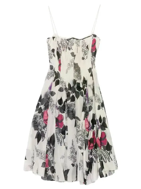 Roberto Cavalli Floral-print Bustier Midi Dress - White