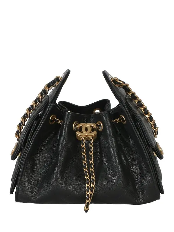 Chanel 26p Quilted Caviar 25 Hobo - Black