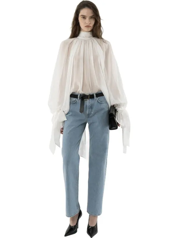 Arakii Silk Balloon Blouse - Off-white