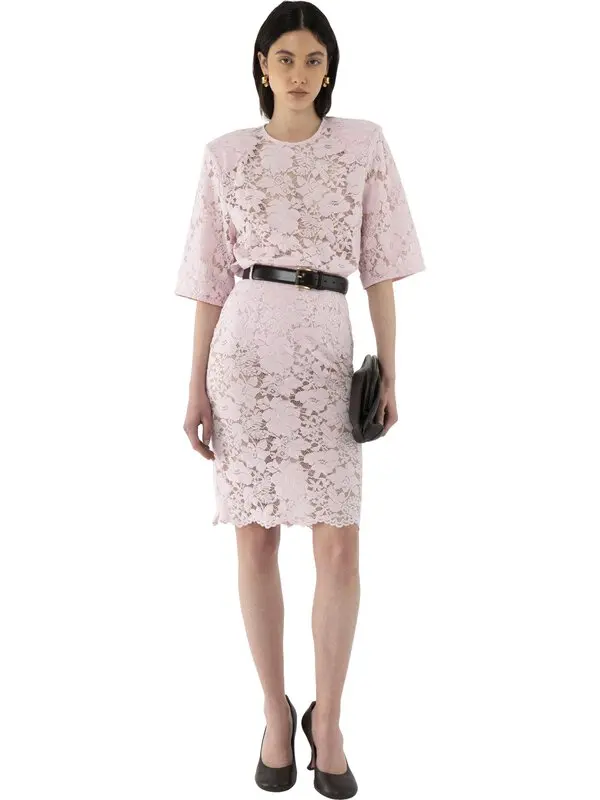 Arakii Velvet Lace Pencil Skirt - Light Pink