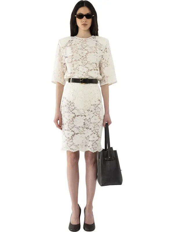 Arakii Velvet Lace Pencil Skirt - Off-white
