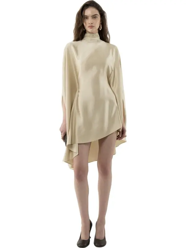 Arakii Poncho Turtleneck Dress - Champagne