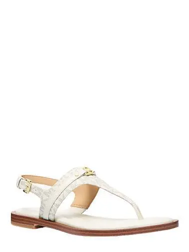 Michael Kors Mandy Signature Logo T-strap Sandal - Natural
