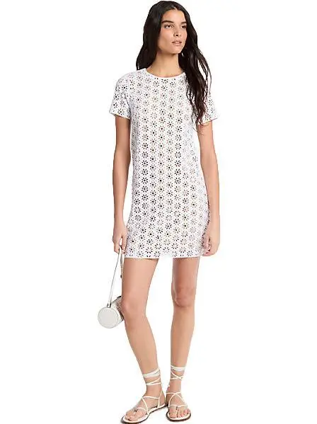 Michael Kors Mirror-embellished Floral Laser-cut Scuba Mini Dress - White