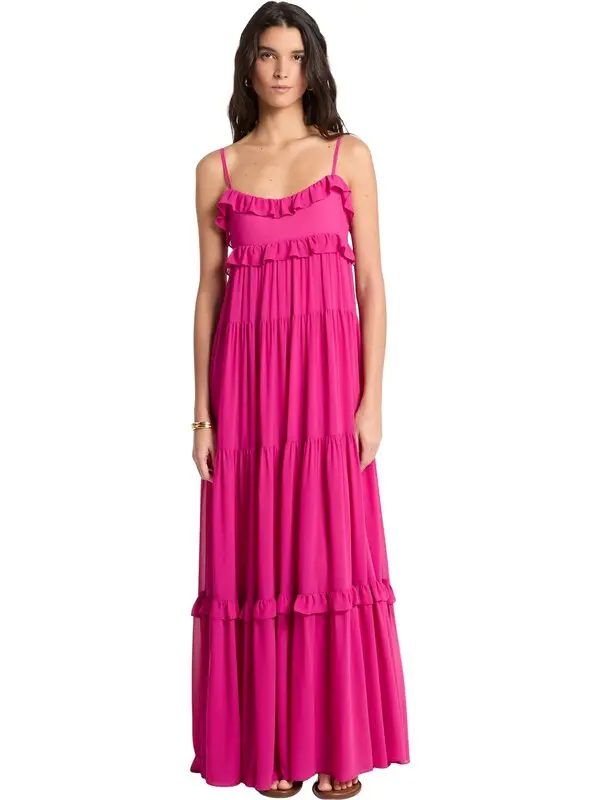 Michael Kors Ruffled Georgette Tiered Maxi Dress - Pink