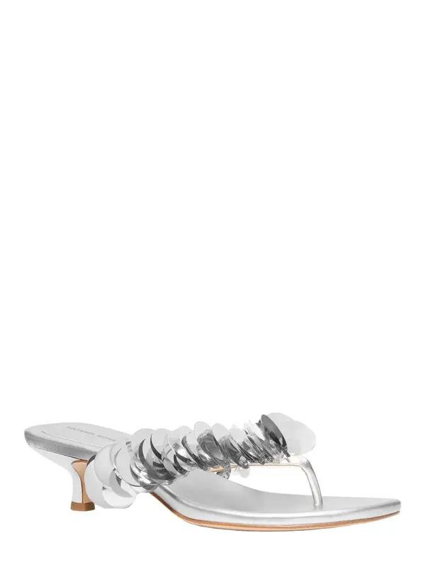 Michael Kors Loretta Embellished Metallic Sandal - Silver