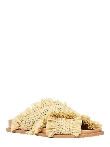 Michael Kors Peyton Fringe Crochet Sandals - Natural