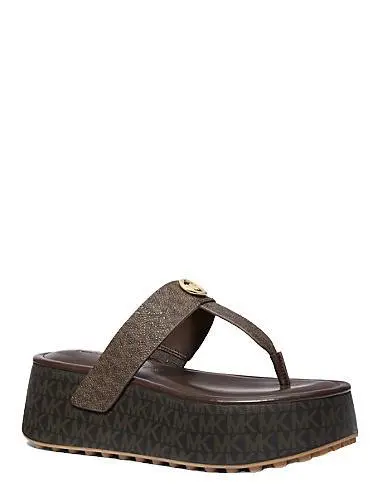 Michael Kors Koya Signature Logo Platform Flip Flop - Brown