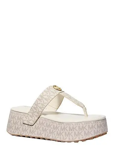 Michael Kors Koya Signature Logo Platform Flip Flop - Natural