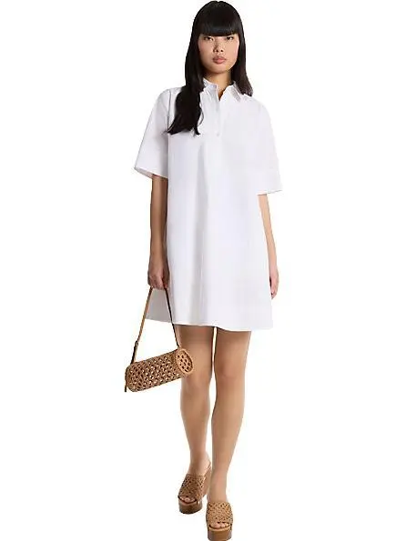Michael Kors Cotton Poplin Shirt Dress - White