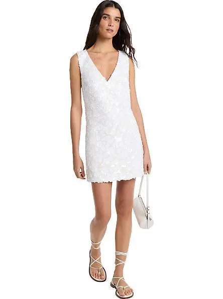 Michael Kors Floral Embellished Scuba Mini Dress - White