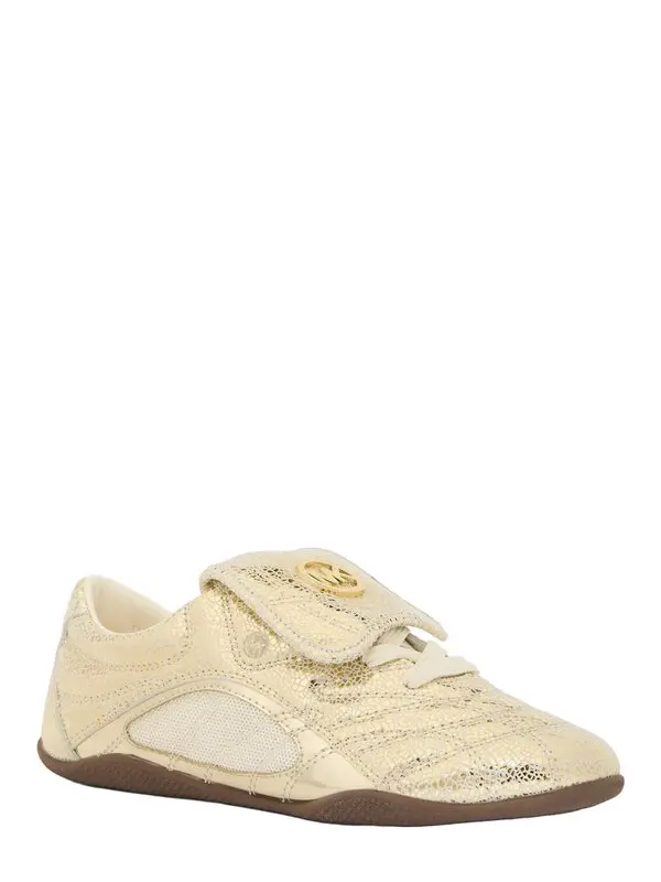 Michael Kors Kyler Metallic Crackled Suede Sneakers - Gold