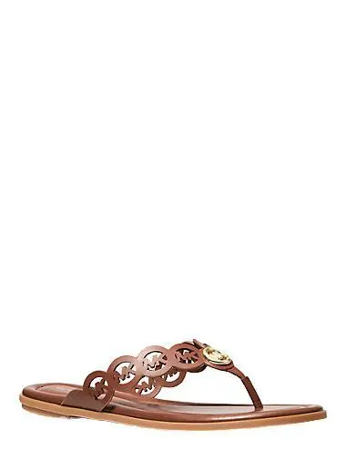 Michael Kors Janie Perforated Logo Leather Sandal - Brown