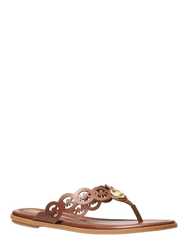 Michael Kors Janie Perforated Logo Leather Sandal - Brown