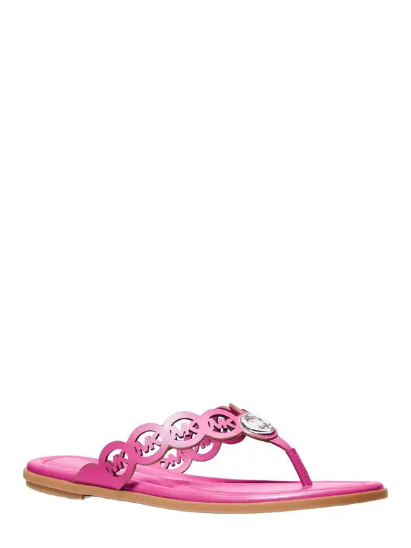 Michael Kors Janie Perforated Logo Leather Sandal - Pink