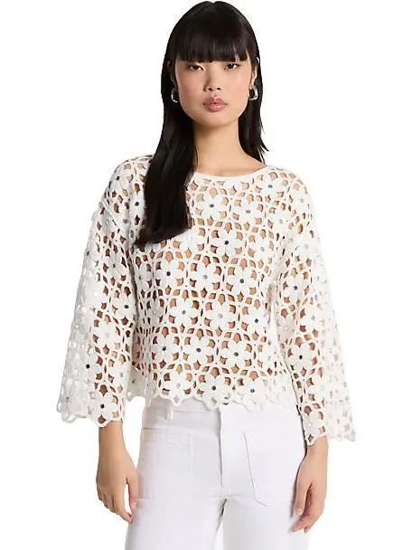Michael Kors Mirror-embellished Floral Crochet Top - White