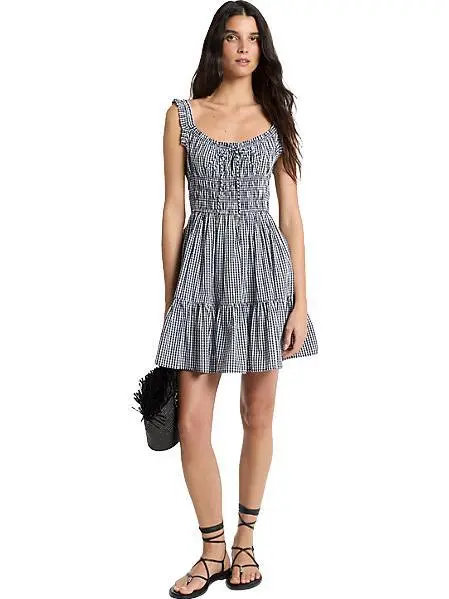 Michael Kors Gingham Smocked Mini Dress - Black