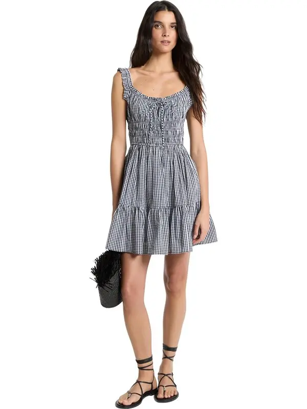 Michael Kors Gingham Smocked Cotton Mini Dress - Black