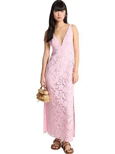 Michael Kors Corded Floral Lace Maxi Dress - Pink