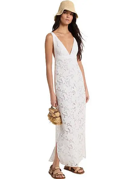 Michael Kors Corded Floral Lace Maxi Dress - White