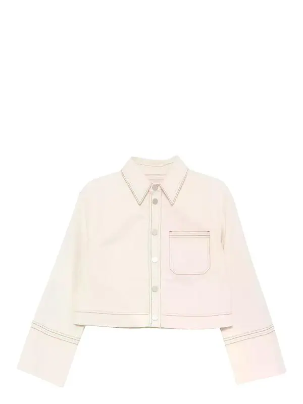 ALEMAIS Norma Stitch Cropped Denim Jacket - Neutrals