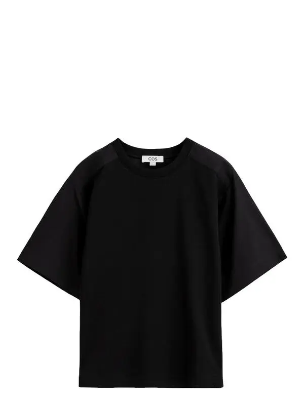 Cos Poplin-paneled Jersey T-shirt - Black