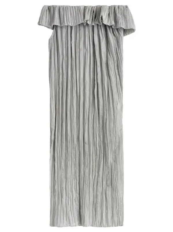 Cos Asymmetric Pleated Silk Gown - Gray
