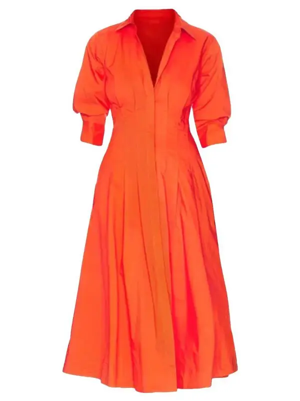 Simkhai Jazz Pintuck Midi Shirt Dress - Red
