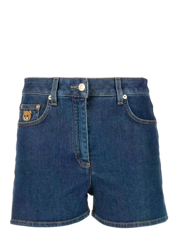 Moschino Logo-patch Denim Shorts - Blue