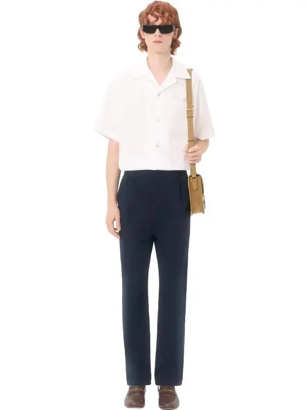 Valentino Garavani Navy Cotton Gabardine Chino Trousers - Blue