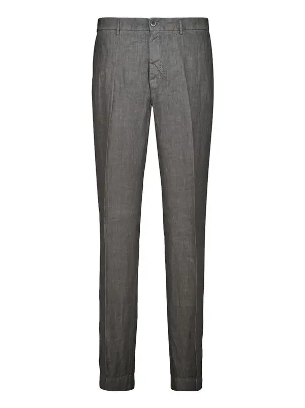 120% Lino Linen Tailored Trousers - Grey