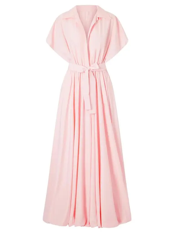 Norma Kamali Tie-detailed Woven Gown - Pink
