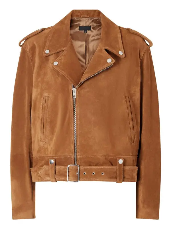 NILI LOTAN Evel Suede Biker Jacket - Brown