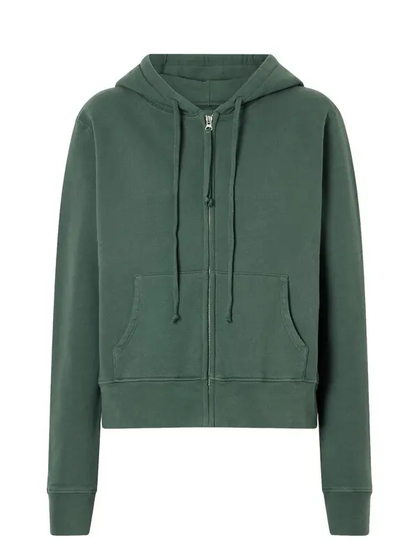 NILI LOTAN Cotton-jersey Zip-up Relaxed Hoodie - Green